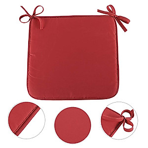 4PCS Chair Seat Pads Covers Foam Filling Pad Kitchen Seat Cushion with Ties Removable Waterproof Soft Breathable Non-Slip for Dining Living Room Office Kitchen Chair (red)