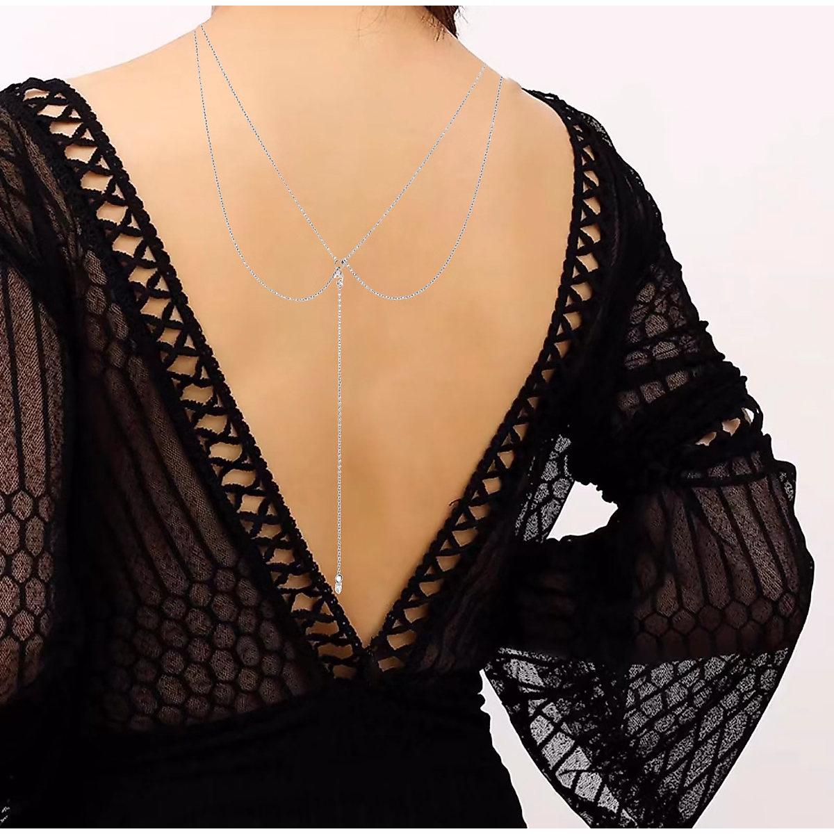 Dcfywl731 Stocking Stuffers Holiday Outfits for Women 2024 Rhinestone Back Necklace Gold Chain Backdrop for Wedding Brides Jewelry Necklace for Backless Dress for Women Backdrop Necklace