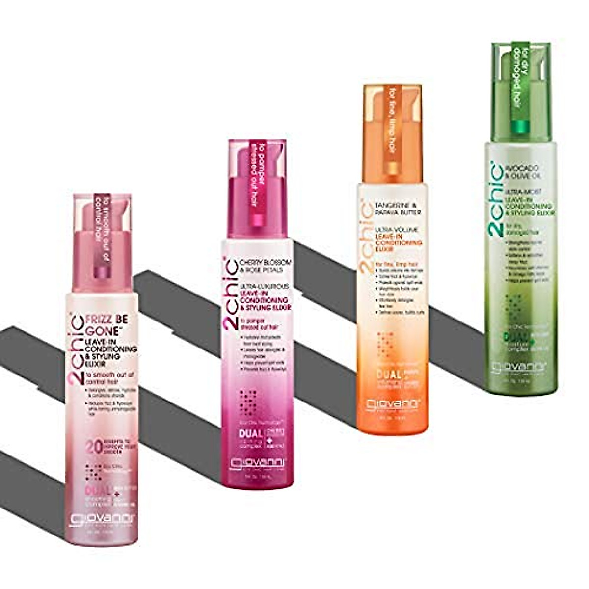 GIOVANNI 2chic Ultra-Moist Leave-In Conditioning Styling Elixir - Smoothes Frizz Prevents Breakage, For Dry & Damaged Hair, Avocado & Olive Oil, Enriched with Aloe Vera, Shea Butter - 4 fl oz