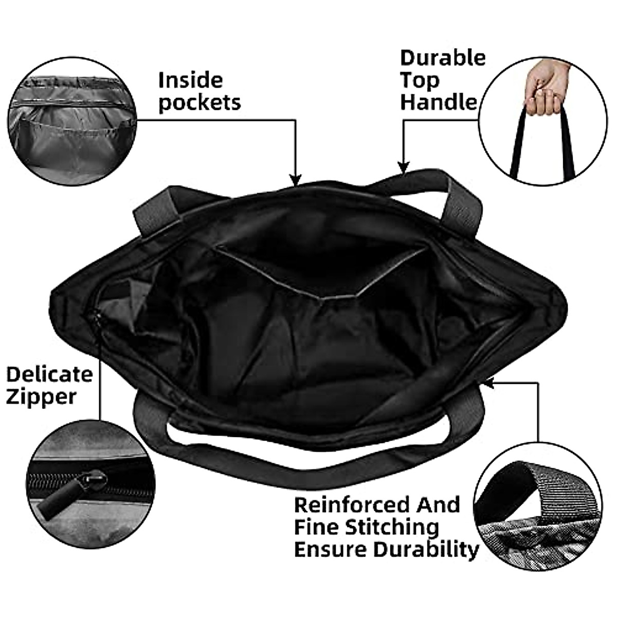 LMSM Tote Bag For Women Black Girl Handbags Shoulder Bags, Top Handle Satchel Bags For Work Travel Shopping With Zipper