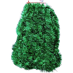 Tinsel Garland 25 ft, Perfect for Memorial Day, 4th of July, Christmas, New Year's Eve Celebration, Wedding, Birthdays, Festivities, Special Events, Decorative Accents-1 Green, 25ft Long