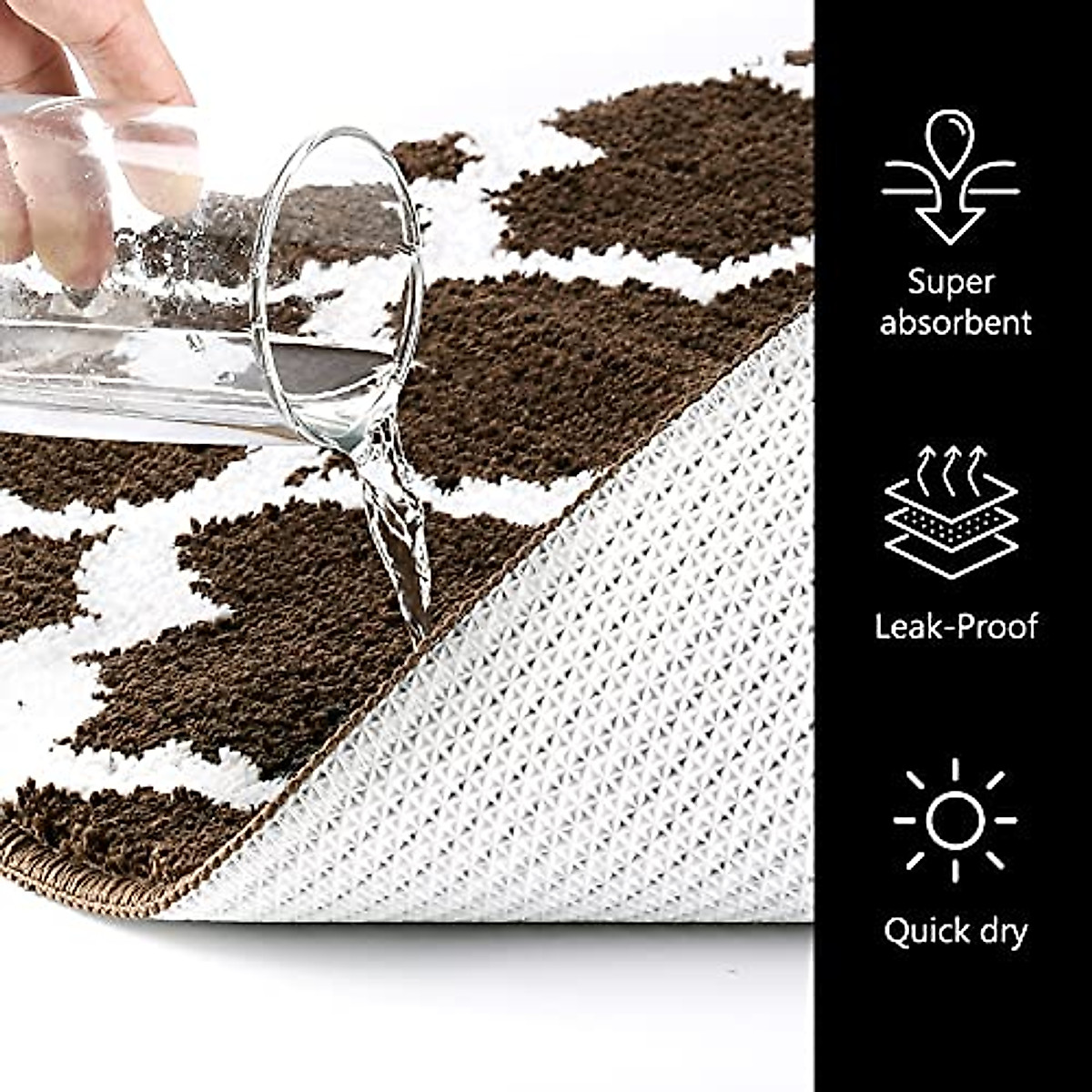 DELXO Kitchen Mat Kitchen Rug Set [2 PCS] - Perfect for Kitchen, Bathroom, Living Room, Soft, Absorbent Microfiber Material, Non-Slip, Easy Clean Machine Washable Floor Runner - 20"X30"+20"X63", Brown