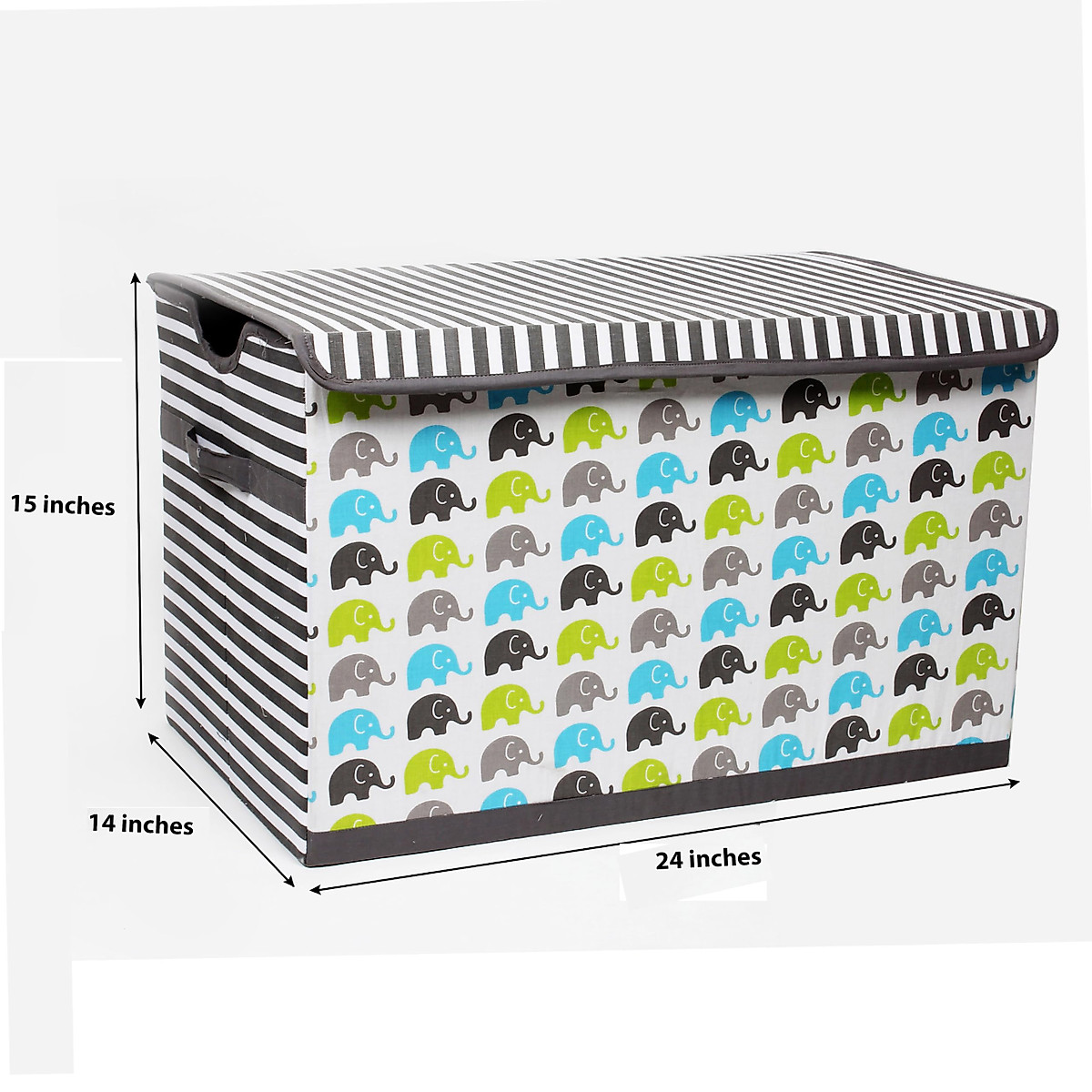 Bacati - Toy Chest Playful Elephants Aqua/Lime/Grey