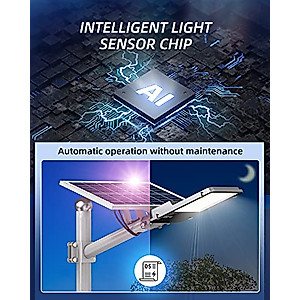 A-ZONE 1500W Solar Street Lights Waterproof, 7000K High Brightness Outdoor Dusk to Dawn, Wide Angle Lamp with Remote Control, for Parking Lot, Yard, Stadium, Plaza