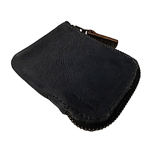 Hide & Drink, Zippered Card Wallet for Men and Women, Coin Pouch, Money Holder, Pocket Organizer, Full Grain Leather, Handmade, Charcoal Black
