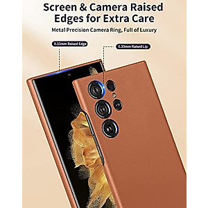 DDJ Samsung Galaxy S23 Ultra Case, Thin Full Leather Wrap, Shockproof, Classic Slim Design, Raised Screen & Camera Protection, Brown