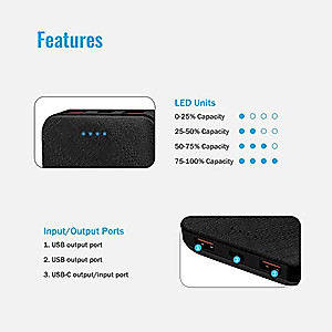 Miady 2021 Upgraded 20W PD Power Bank 24000mAh, USB-C Portable Charger, Portable Phone Charger for iPhones and Android Smartphones