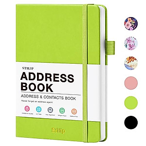Stilip Address Book with Alphabetical Tabs - Large Print Hardcover for Organizing Contacts, Handy Size Small Address Book for All Your Important Information in One Place - Green