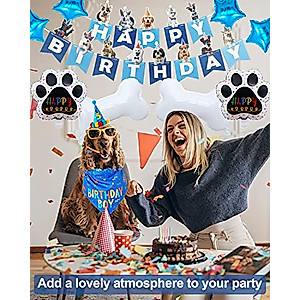 Hollucky Dog Birthday Party Supplies,Dog Party Decorations Set with Dog Birthday Hat,Birthday Banner,Dog Paw Bone Balloon,Dog Birthday Bandana for Large Dogs Pets,Puppy Supplies,Dog Birthday Gift