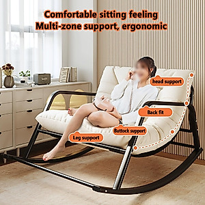 Double Living Room rocking Chair with Soft cushion, Comfortable Breathable Bedroom Rocking Chair, Modern outdoor Garden Lounger, zero gravity chairs with Armrests, Ergonomic chairs ( Color : Orange+go