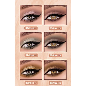 Easilydays Double Head Liquid Glitter Matte eyeshadow for Brown Eyes, Sunset Pearl and Matte Shimmer Shadow, Taupe & Brown, Highly Pigmented Long Lasting Waterproof, Lightweight Travel Size Eye Makeup Gift (#03)