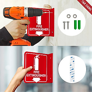 T&R Fire Extinguisher Sign, Fire Extinguisher with Down Arrow - 2 Pack - 6 x 6 Inches Acrylic, 2 pre-drilled holes, Includes Matching Screws, Use for Home Office/Business