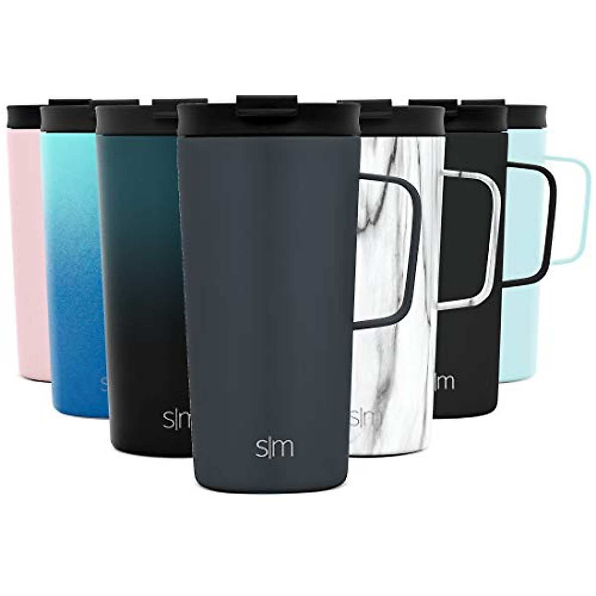 Simple Modern Travel Coffee Cup with Lid and Handle | Reusable Insulated Stainless Steel Iced Coffee Mug Cold Brew Tumbler and Tea Cup Cupholder Friendly | Scout Collection | 18oz | Graphite