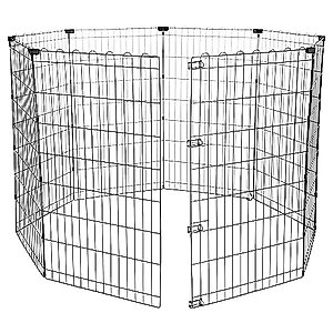 Amazon Basics Foldable Octagonal Metal Exercise Pet Play Pen for Dogs, Fence Pen, No Door, Large, 60 x 60 x 42 Inches, Black