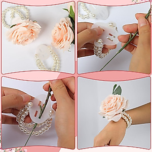 RONRONS 12 Pack Pearl Elastic Wristbands for Wedding Corsages, DIY Bridal Bracelets for Brides, Bridesmaids, and Special Events