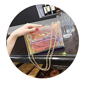 Women's PVC Holographic Cross Body Purse Shoulder Bag Clear Bag with Small Interior Bag
