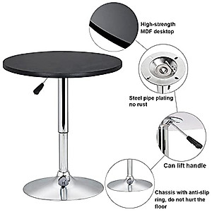 Yaheetech 3-Piece Bar Table Set, Round Bar Table and PU Leather Adjustable Swivel Chairs, Modern Counter Height Table Set with 2 Bar Stool for Kitchen, Black