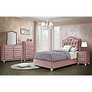 Acme Furniture Reggie Nightstand, Pink Fabric