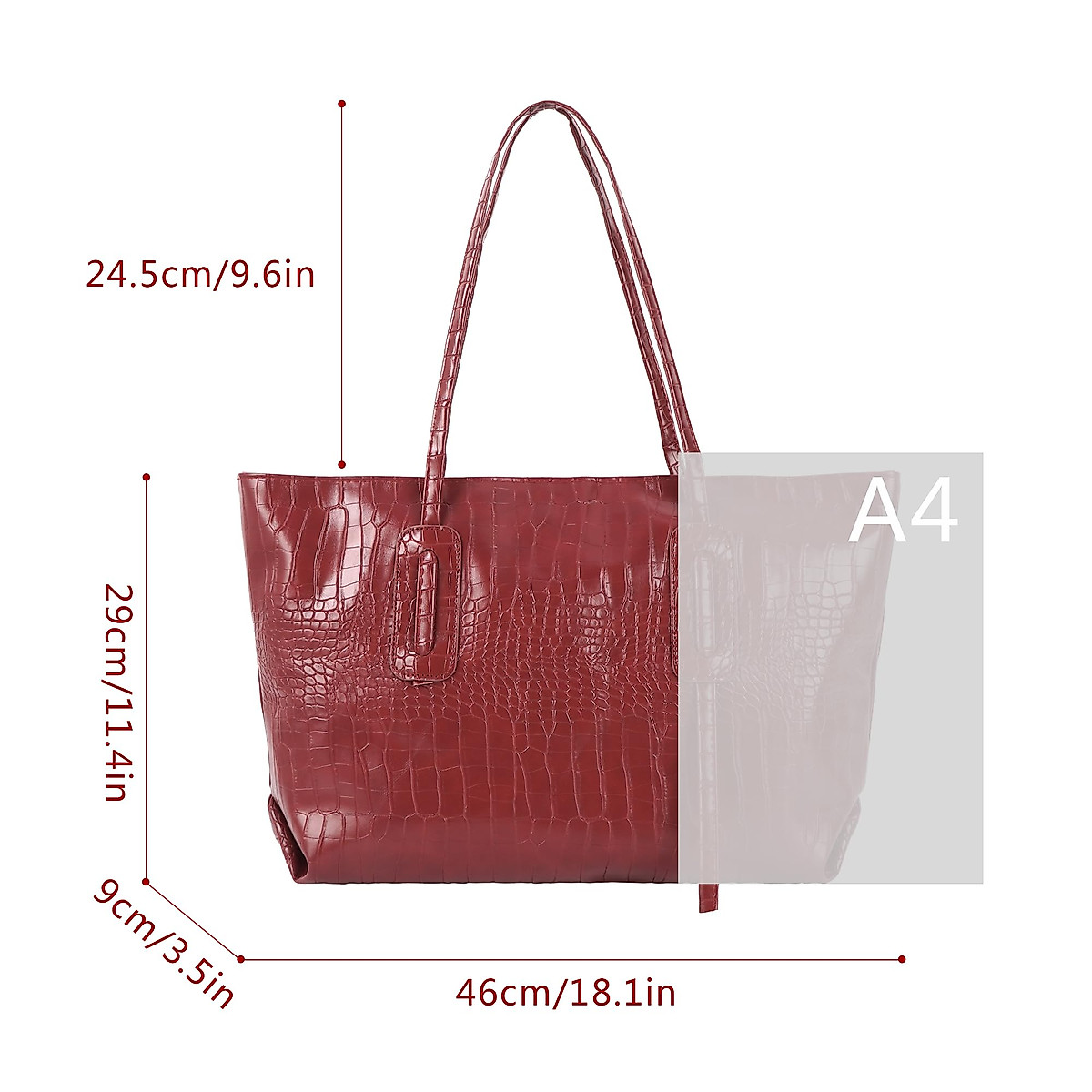 Danse Jupe Women Large Crocodile Faux Leather Tote Shoulder Bag Soft Top Handle Bag