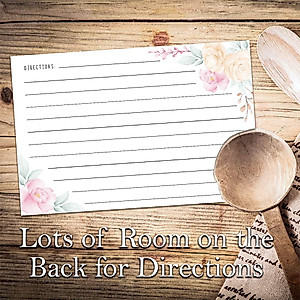 Recipe Cards - Set of 50 - Blank Bridal Shower Recipe Cards Stationery - Simple Floral Print, Write Ingredients and Directions, Great Family and Friends Supplies, 4x6 Recipe Cards for Bridal Shower