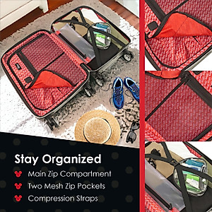 FUL Disney Mickey Mouse 25 Inch Rolling Luggage, Hardside Suitcase with Spinner Wheels, Silver