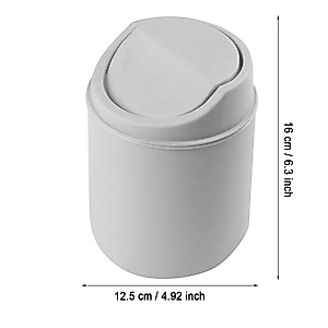 EVANUUI Mini Trash Can, Desktop Trash Can, Desktop Trash Can with Lid, Tiny Trash Can with Top, Plastic Mini Wastebasket Trash Can with Swing Lid for Home Office (White)