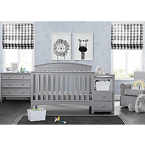 Delta Children Abby Convertible Crib 'N' Changer + Changing Pad and Cover [Bundle], Grey
