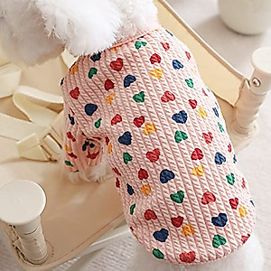 T'CHAQUE Pet Clothes Dog Hoodies with Heart Print, Basic Causal Puppy T-Shirts Cat Outfits Pullover for Daily and Party Wear, Cute Pet Apparel Clothing for Small and Medium Dogs, Pink M