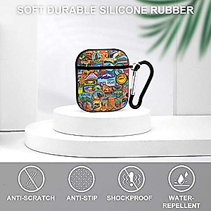 National Parks Badges Airpods Case Cover for Apple AirPods 2&1 Cute Airpod Case for Boys Girls Silicone Protective Skin Airpods Accessories with Keychain