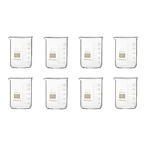 Labnique Borosilicate 3.3 Glass Griffin Beaker, Low Form with Printed Graduation, Double Boxed, 250ml (Pack of 8)