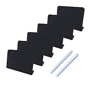 Medsuo 6pcs Mini Chalkboard Signs, L-Shape Small Blackboard with 2 Erasable Blackboard Pens for School, Weddings Table Sign, Party Food Signs, Bakery, Message Board Signs (4 x 2.8 inch)