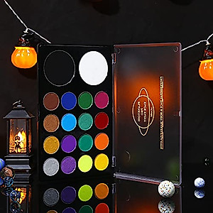 UCANBE Face & Body Paint, Water Activated SFX Makeup Palette - Extra Large White & Black Pan, Professional 18 Color Safe Non Toxic Art Painting Kit for Halloween, Cosplay, Parties, Theater & Stage
