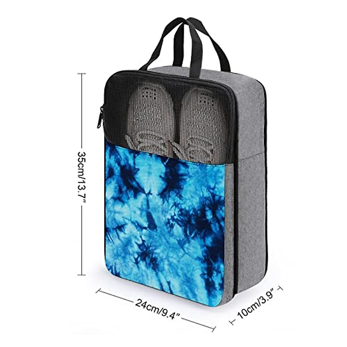 Frcavbin Indigo Tie Dye Travel Shoe Bag Shoes Carrier with Handle and Zipper Foldable Shoe Puches Organizer for Home storage School starts