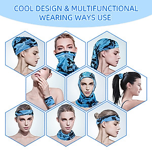 AZORINA 4 Pack Neck Gaiter Face Mask Scarf Masks Bandanas Breathable Outdoor Headwear Balaclavas Cover for Men Women (Black&Blue&Navy&Army Green)