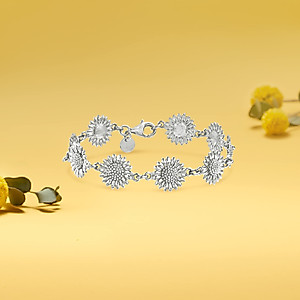 Ross-Simons Italian Sterling Silver Sunflower Bracelet. 7 inches