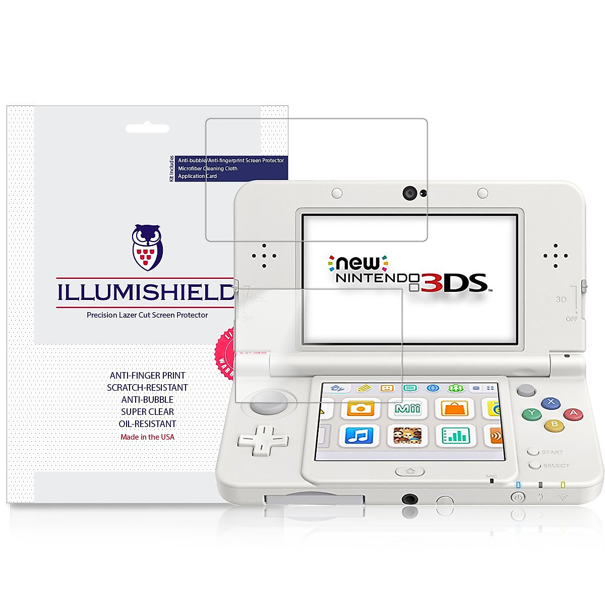 ILLUMISHIELD Screen Protector Compatible with New Nintendo 3DS (Standard Version,2015)(3-Pack) Clear HD Shield Anti-Bubble and Anti-Fingerprint PET Film