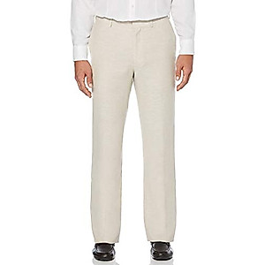 Cubavera Men's Flat Front Linen Blend Dress Pant (Waist Size 30-54 Big & Tall), Khaki, 34W x 30L