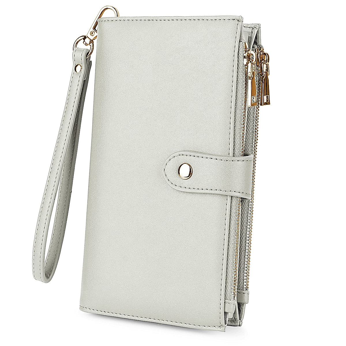 YALUXE Leather Wallets for Women Double Zipper Pockets Phone Holder 22 Card Slots Organizer Billfold with ID Window