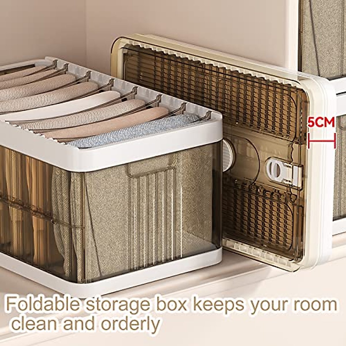 XIYAO 3 Pack Stackable Plastic Storage Bins with Lids, 20 Qt Foldable Cube Closet Organizers and Storage Box with 7 Removable Partitions, Larger Clear Storage Boxes for Clothes, Toys, Blanket