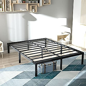 Rooflare California King Bed Frames 14 Inch High 9 Legs Max 3500lbs Heavy Duty Sturdy Metal Steel Cali King Size Platform No Box Spring Needed Black Easy to Assemble-Black