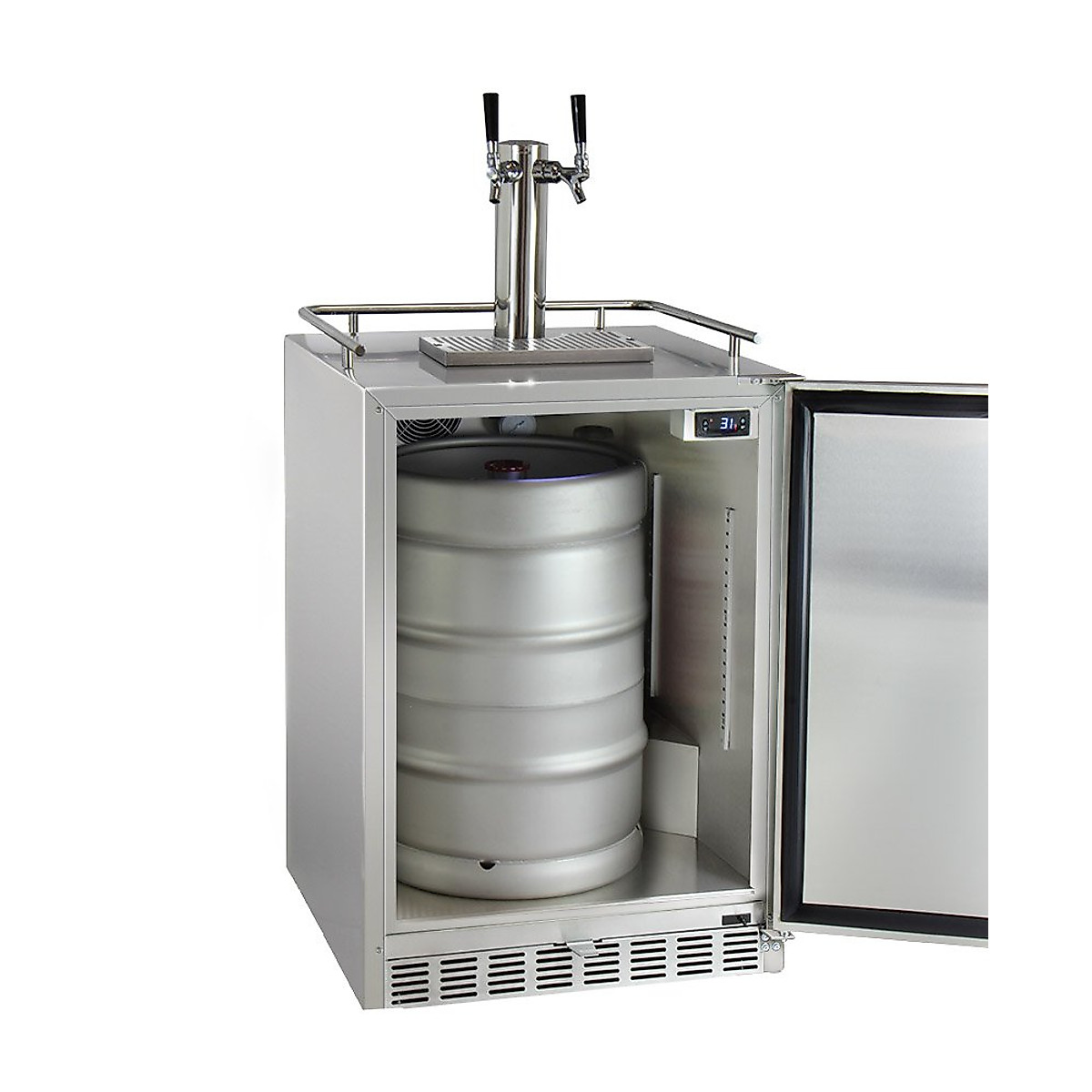 Kegco Kegerator 24" Wide Dual Tap Stainless Steel Undercounter Beer Dispenser HK38SSU-2