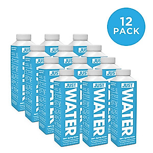 JUST Water, Premium Pure Still Spring Water in an Eco-Friendly BPA Free Plant-Based Bottle - Naturally Alkaline, High 8.0 pH - Fully Recyclable Boxed Carton, 16.9 Fl Oz (Pack of 12)