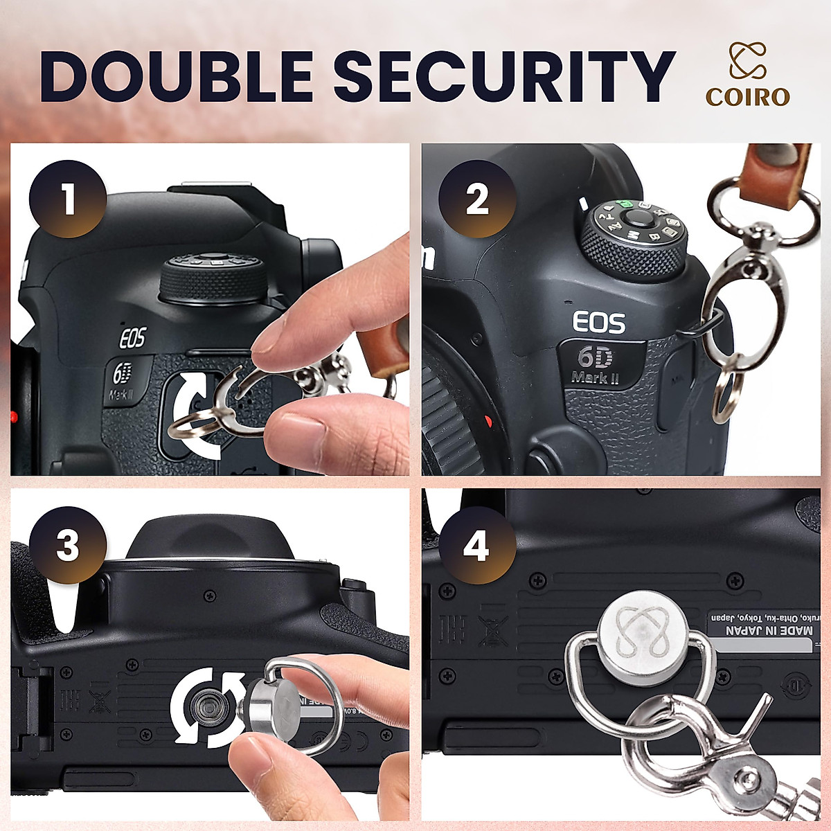 C Coiro Camera Harness for 2 Cameras – Dual Shoulder Leather Camera Strap – Double Camera Harness for DSLR/SLR, Camera Straps for Photographers of All Levels, Padded Straps/Color Tan