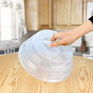 Microwave Splatter Cover for Food 11.8 inch,All Silicone Microwave Cover,Collapsible Microwave Food Cover BPA Free (clear)