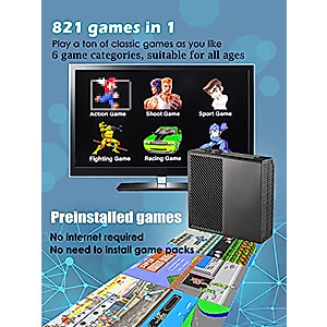 Fadist Retro Game Console, Built in 821 Classic NES Games, 4K HDMI HD Output, Game Box with 2 Wired Controller, Plug and Play Video Games Console, Ideal Gift for Kids, Friend