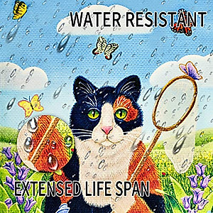 LAYOER Home Garden Flag 12.5 x 18 inch Grass Pastoral Cat & Flower Net Bag Catching Butterflies