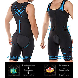 DoLoveY Men's Shapewear Bodysuit Full Body Shaper Compression Slimming Suit Breathable 3X-Large