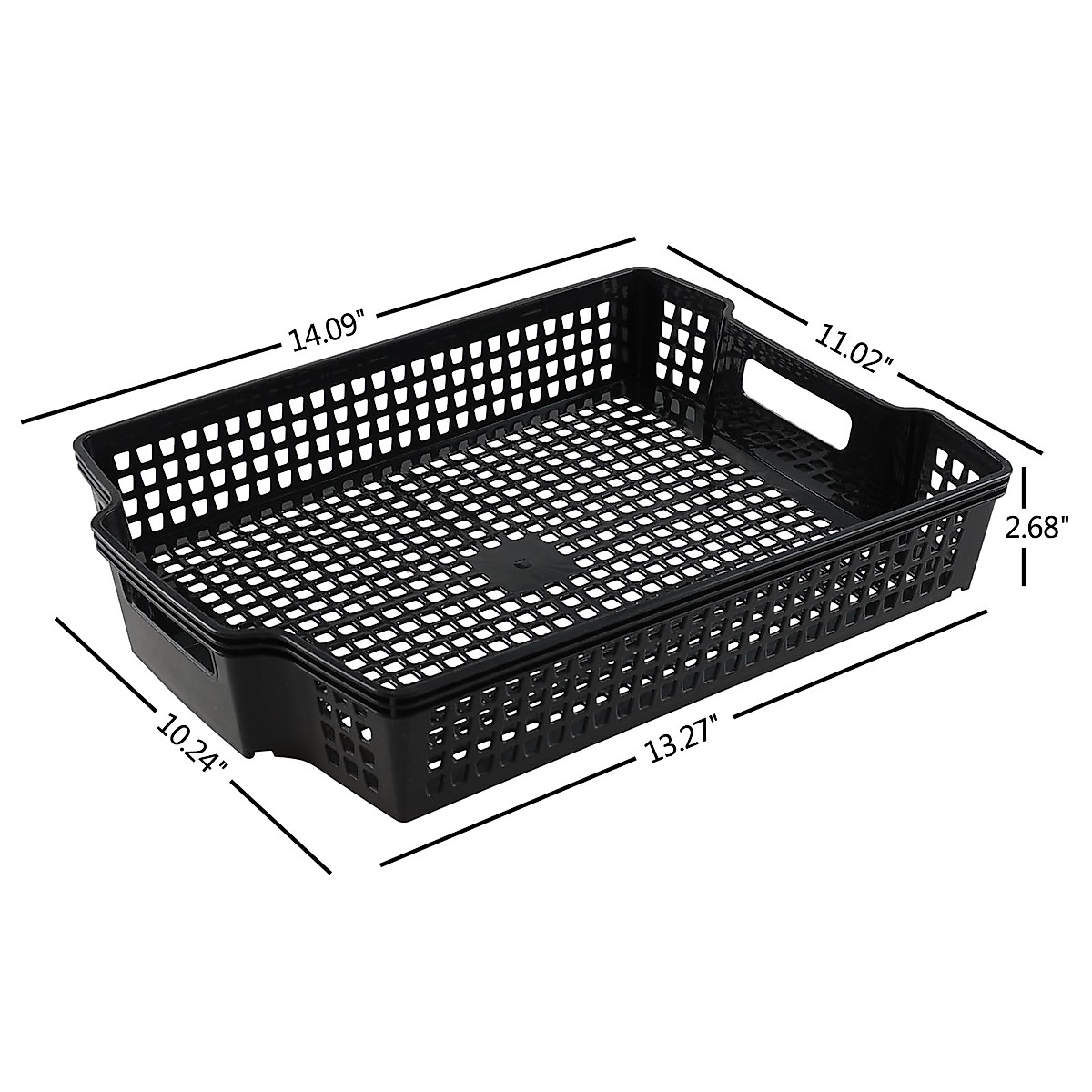 Yuright 6 Packs Stacking Storage Basket Tray, Plastic A4 Paper Storage Baskets, Black
