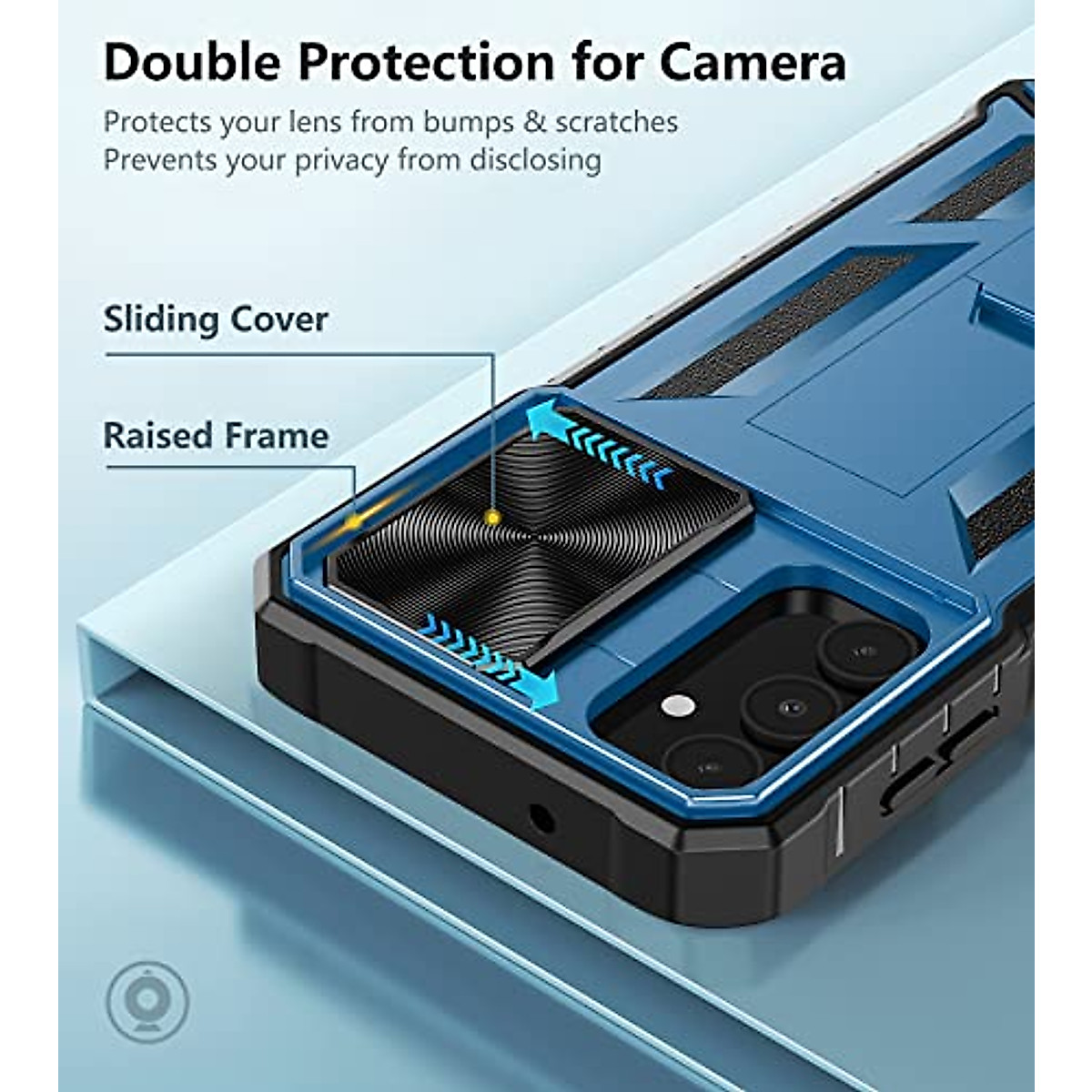 FNTCASE Case for Samsung Galaxy A14-5G: Protective Shockproof Rugged A14 Cell Phone Cover Cases with Belt Clip Holster Kickstand & Slide | Textured Tough Military Grade Drop Proof Protection - Blue