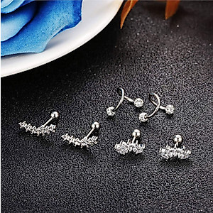 Palotay 16G Cartilage Earrings Stud Stainless Steel Earrings Helix Tragus Earrings Cartilage Hoop Earrings CZ Heart Butterfly Flower Hypoallergenic Cartilage Earrings Helix Tragus Conch Piercing